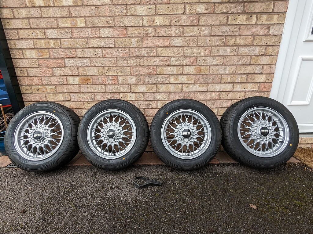 BBS 14" alloy wheels & tyres. With centre caps and BBS removal tool, £ ...
