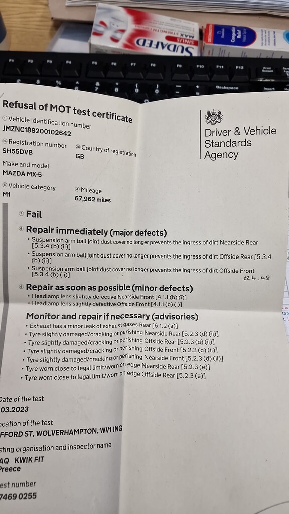 Mot Fail HELP - Steering & Suspension - MX-5 Owners Club Forum