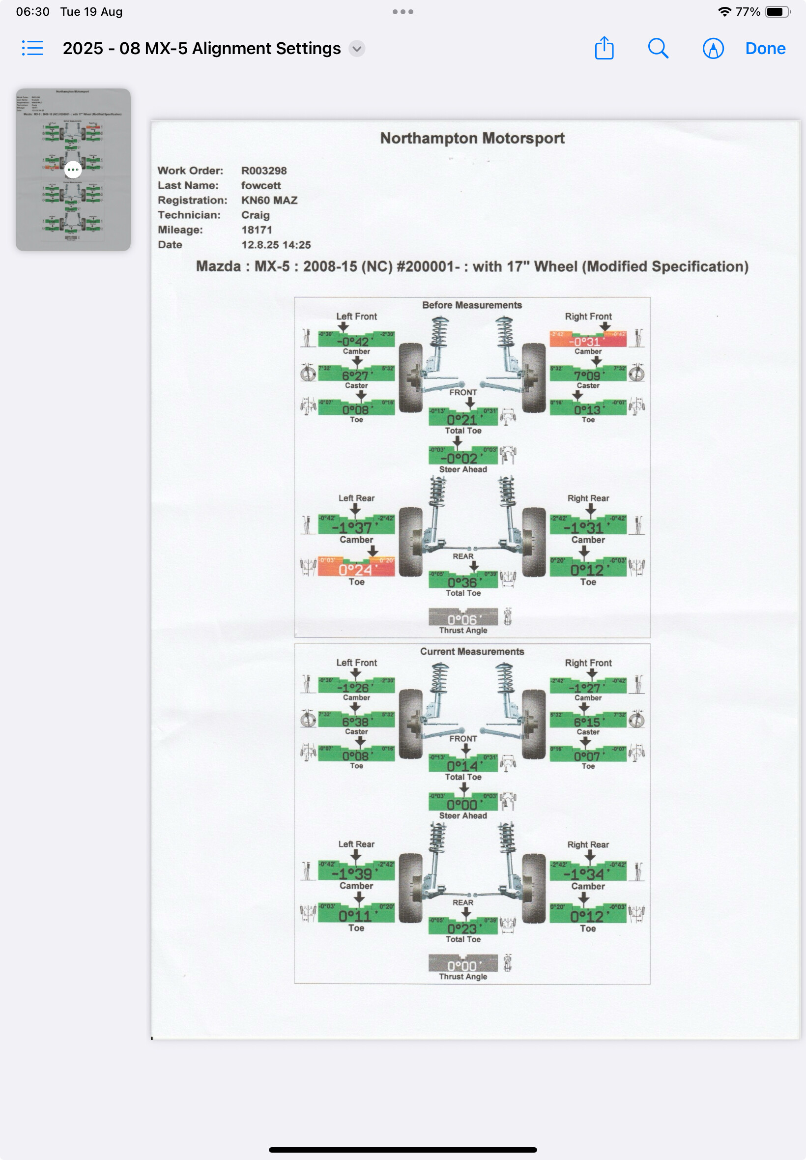 4 Wheel Alignment for my MX5 NC - Steering & Suspension - MX-5 Owners ...
